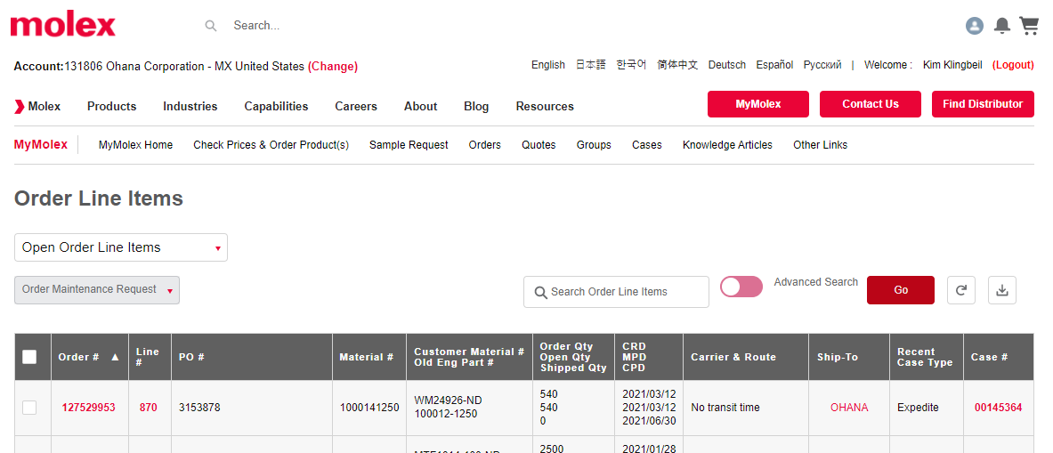 Navigation and Overview of the Order Line Items Page